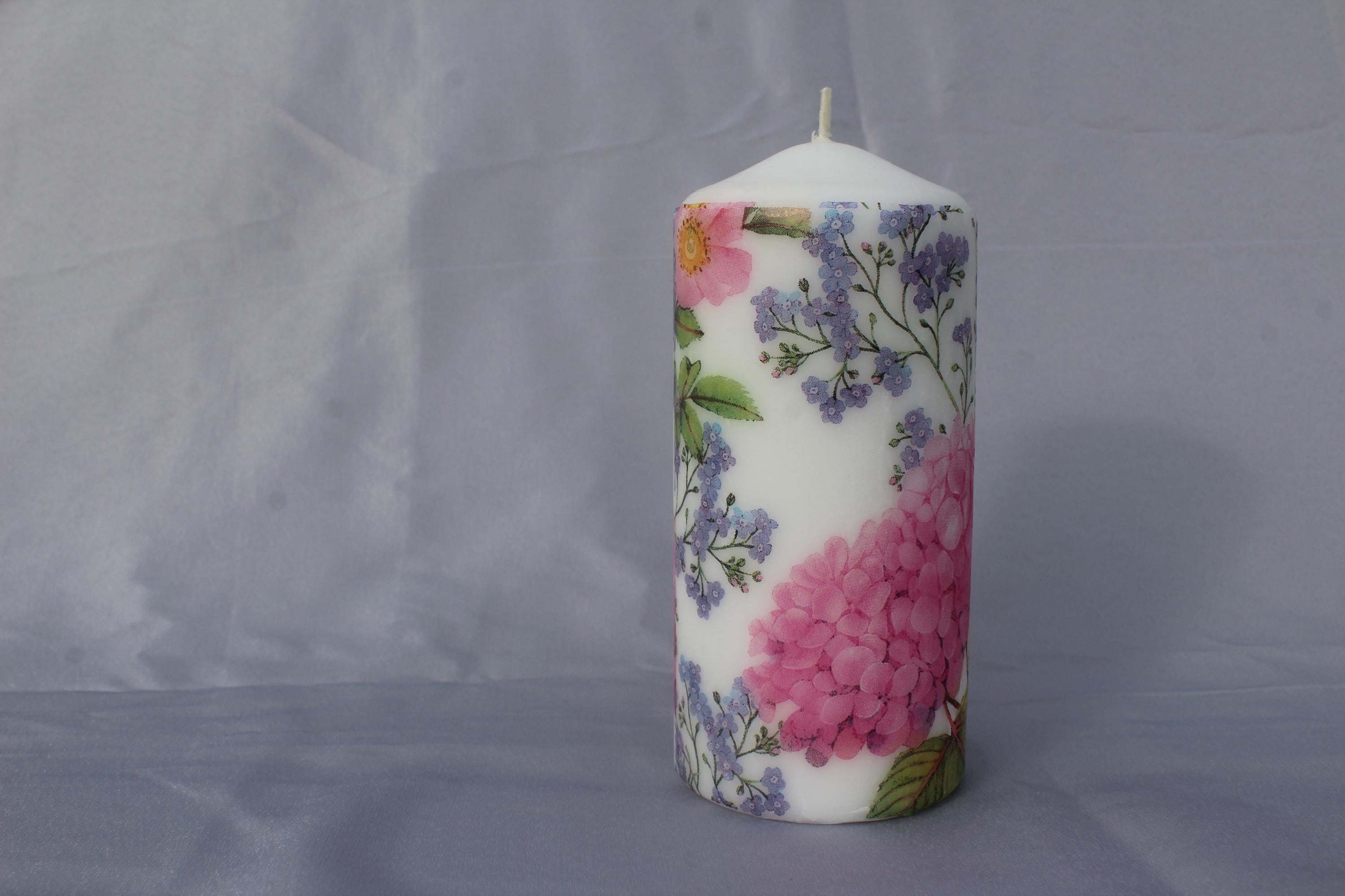 Candle Decoupaged Candles Decoupage Candles Decoupage Candles for Decoupage Candle Mother’s Day ...
