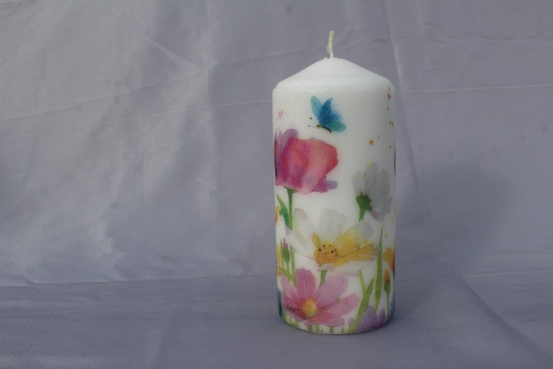 Candle Decoupaged Candles Decoupage Candles Decoupage Candles for Decoupage Candle Mother’s Day ...