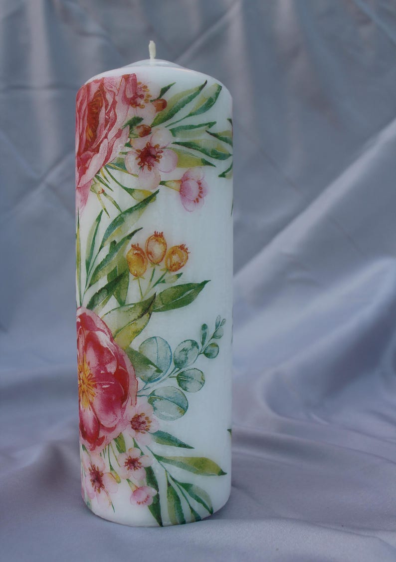 Decoupage Candle Handmade - Etsy