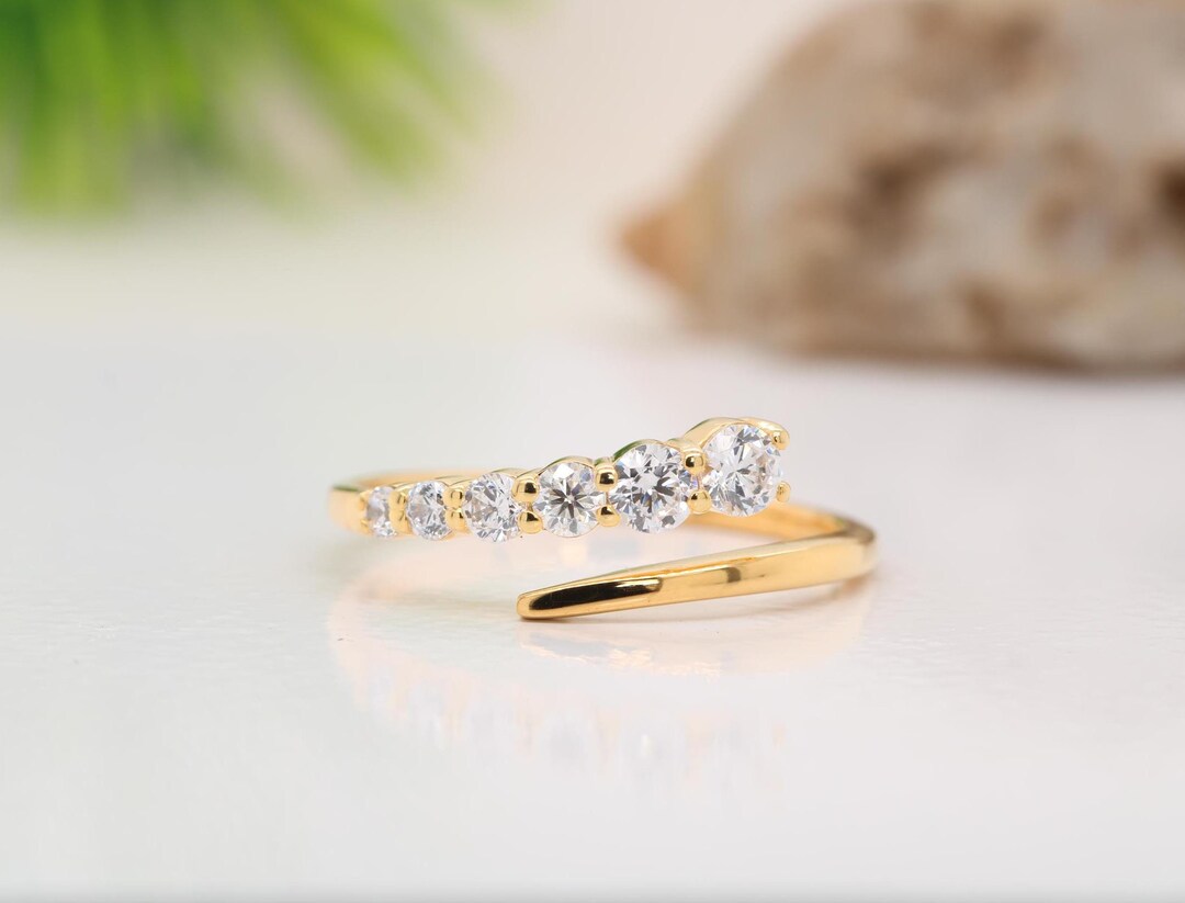 14k Gold Curved Wedding Band, Solid Gold Wave Stacking Ring, Deep ...