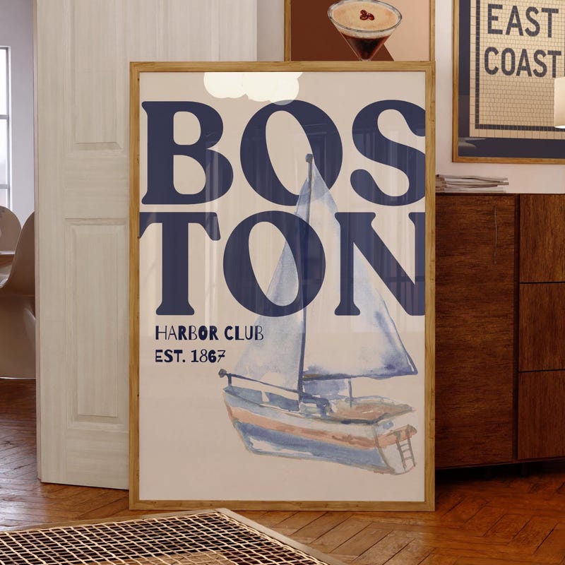 Boston Blue Poster - Etsy UK