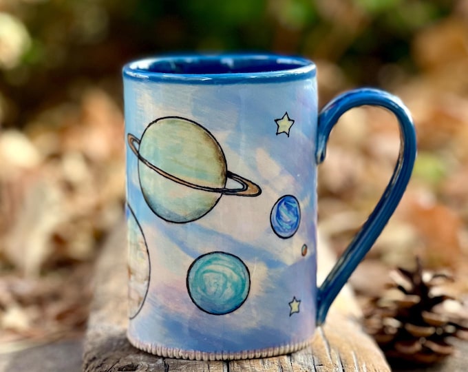 Planet Mug With Earth Solar System, Astronomy Coffee Mug, Porcelain ...