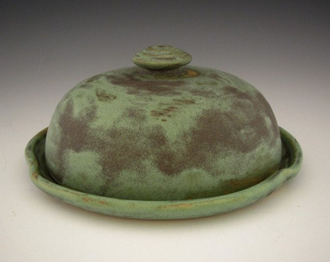 Covered Butter Dish Ceramic Garlic Roaster Rustic Green - Etsy