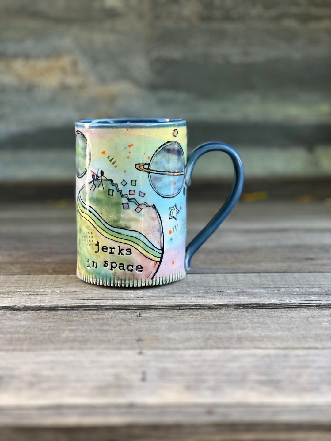 Pottery Mug With Planets in Space, Astronomy Mug, Tesla Car Space Mug ...