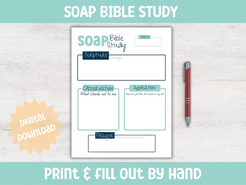 SOAP Bible Study Printable Template, Digital Bible Study Journal ...
