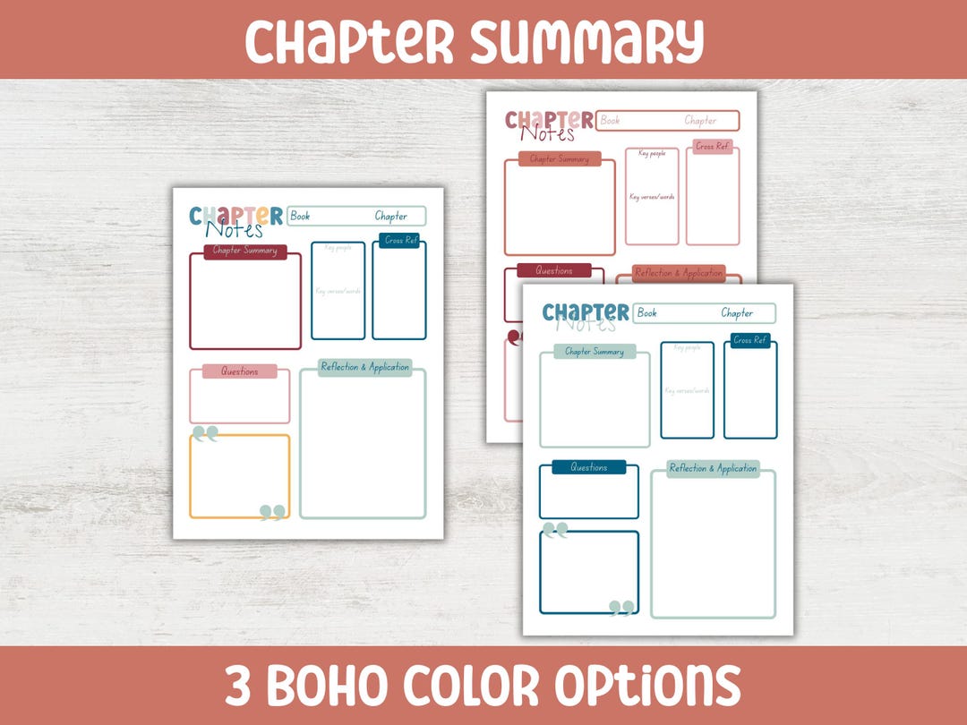 Bible Chapter Summary Worksheets, Printable Study Notes, Digital Bible ...