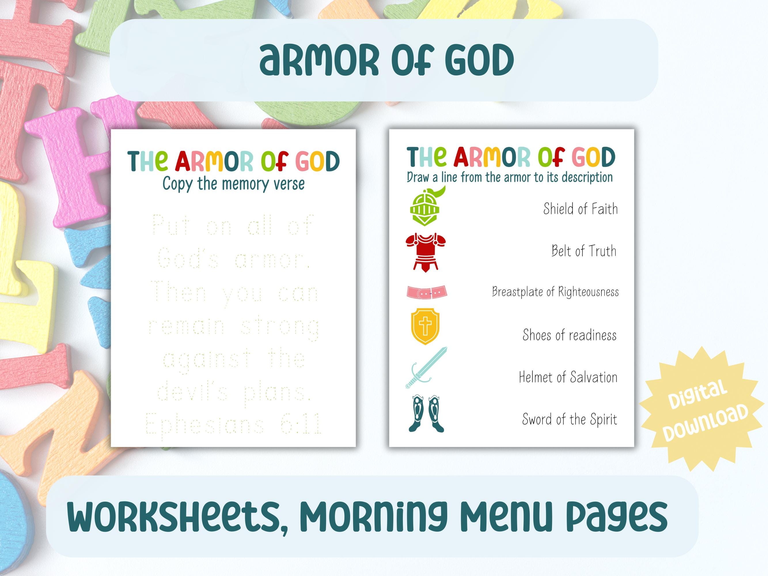 Fruit of the Spirit & Armor of God Worksheets: Christian Homeschool ...