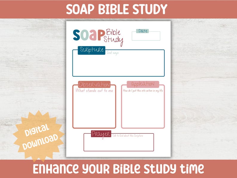 SOAP Bible Study Printable Template, Digital Prayer Journal, Scripture ...