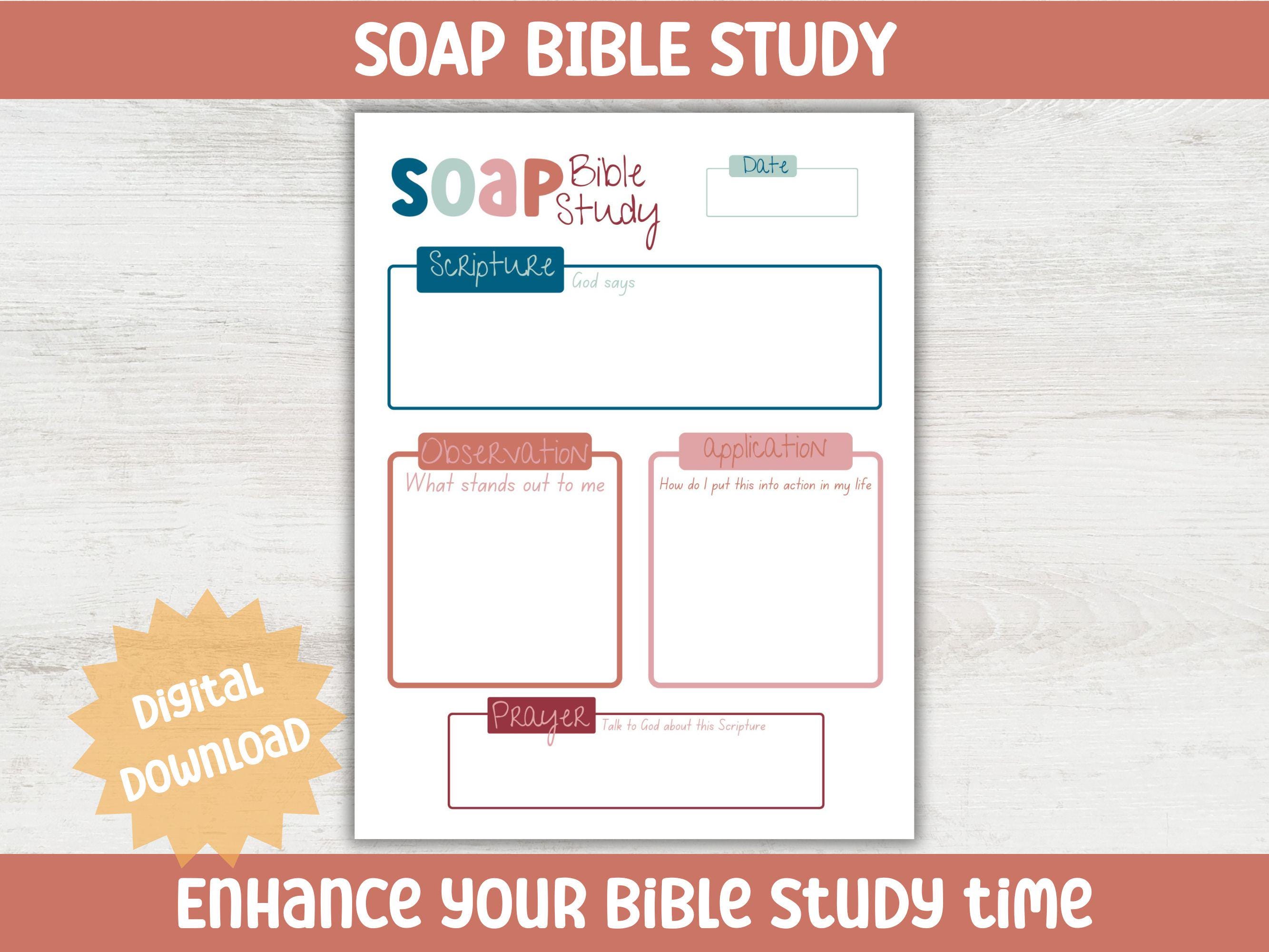SOAP Bible Study Printable Template, Digital Prayer Journal, Scripture ...