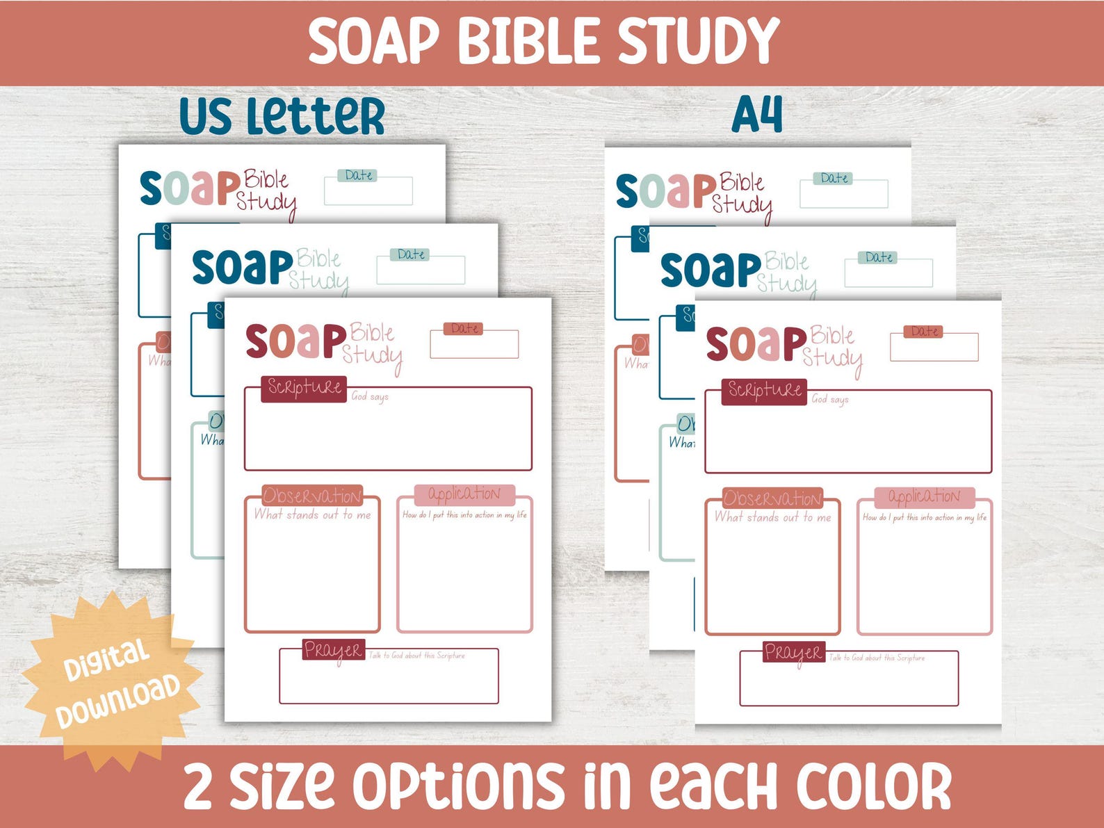 SOAP Bible Study Printable Template, Digital Prayer Journal, Scripture ...