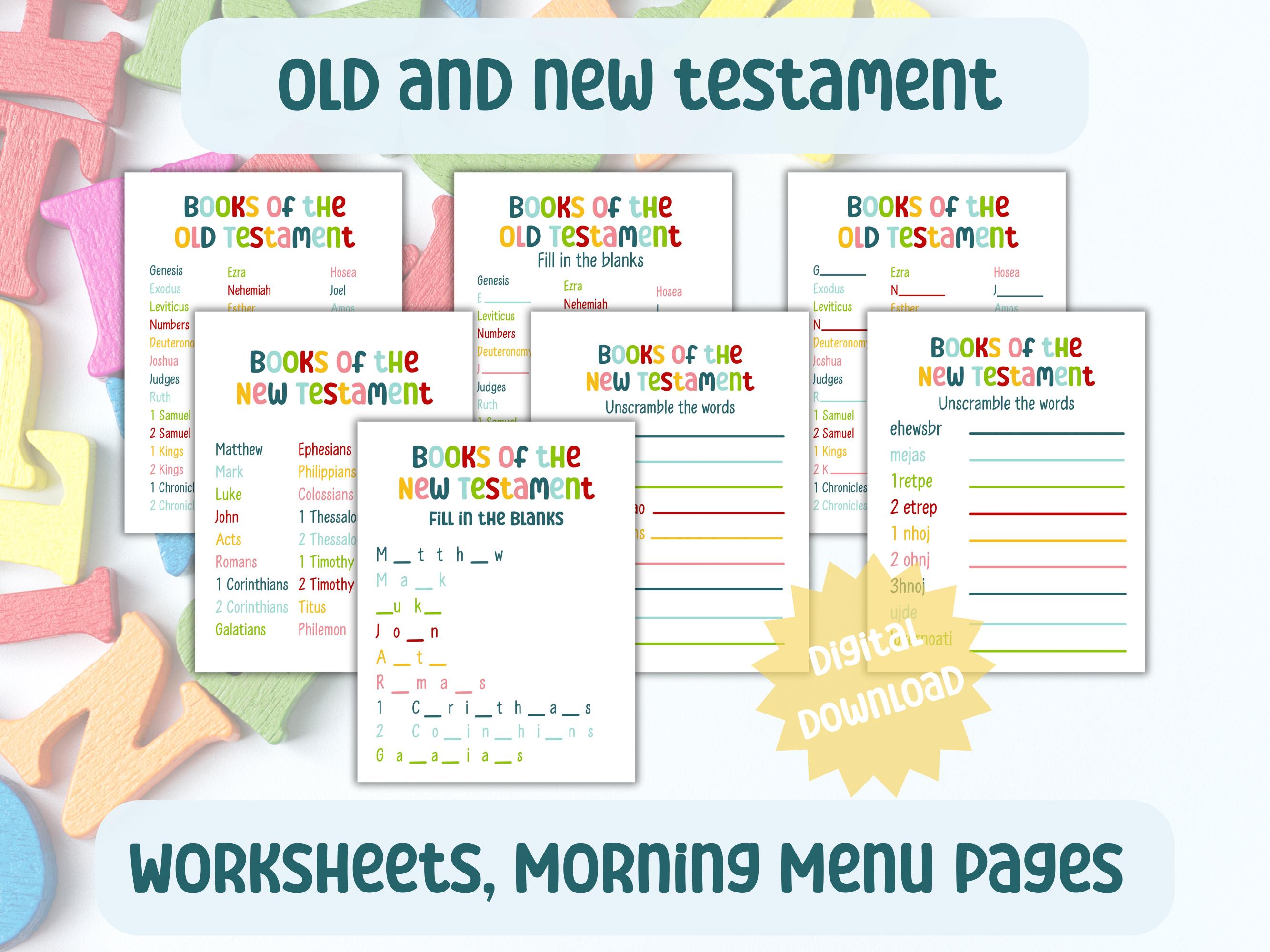 Books of the Bible Worksheet: Christian Homeschool Printable (PDF) - Etsy
