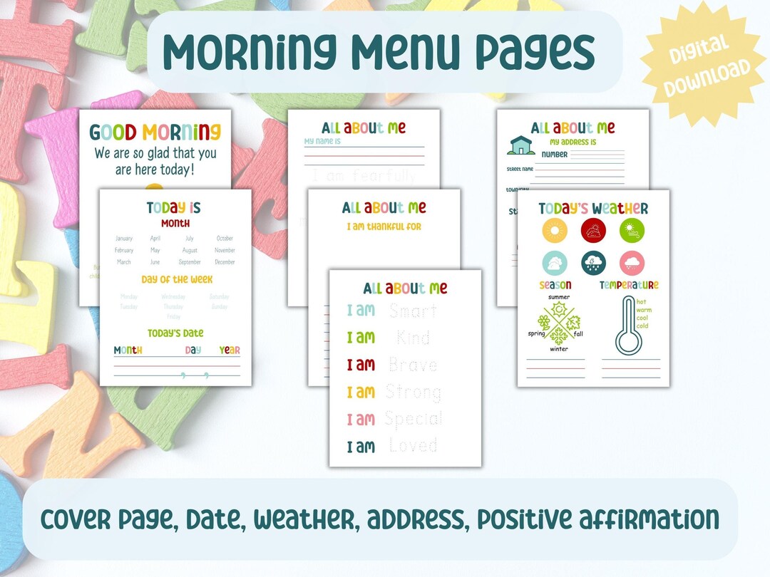 Christian Homeschool Morning Menu: Kids Bible Activities (PDF) - Etsy
