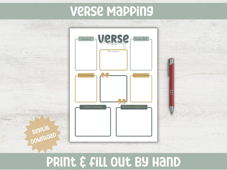 Bible Verse Mapping Printable Template, Verse Mapping Journal, Bible ...
