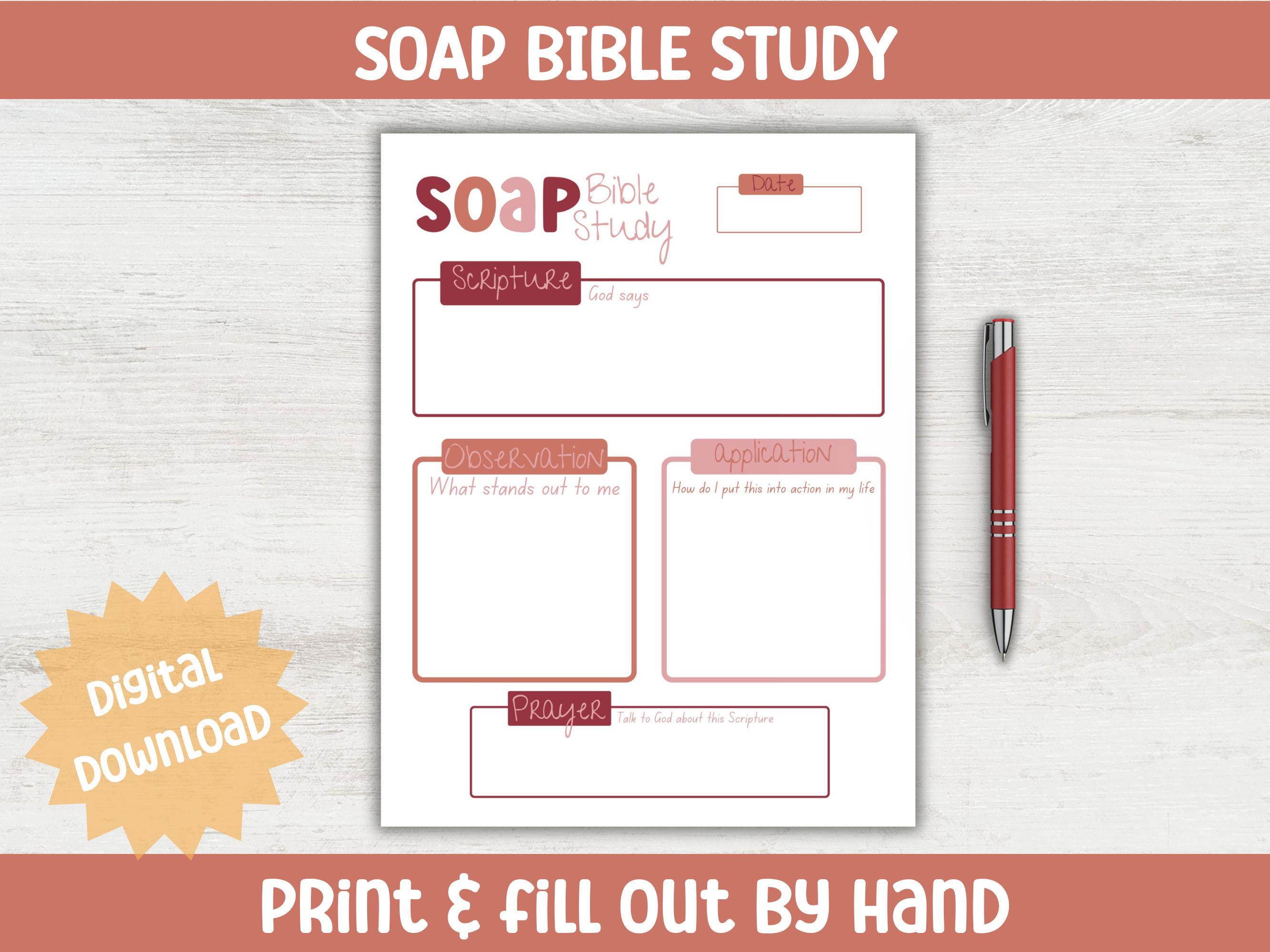 SOAP Bible Study Printable Template, Digital Prayer Journal, Scripture ...