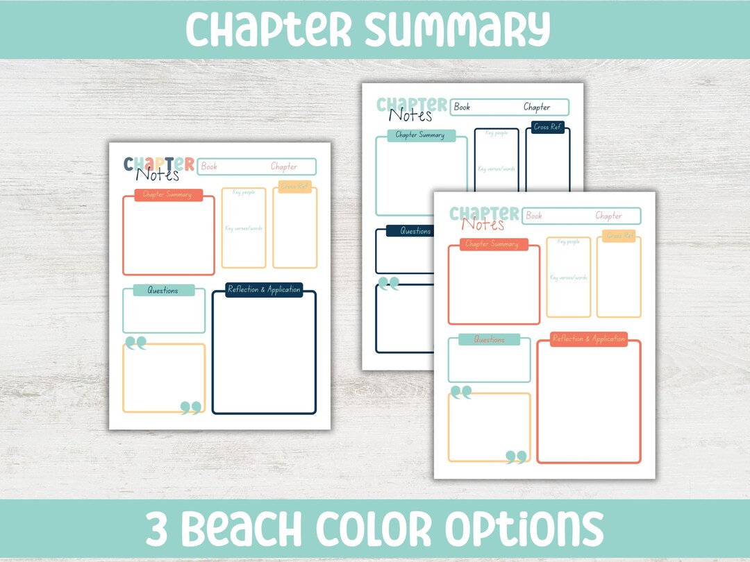 Bible Chapter Summary Worksheet: Printable Study Notes (digital ...