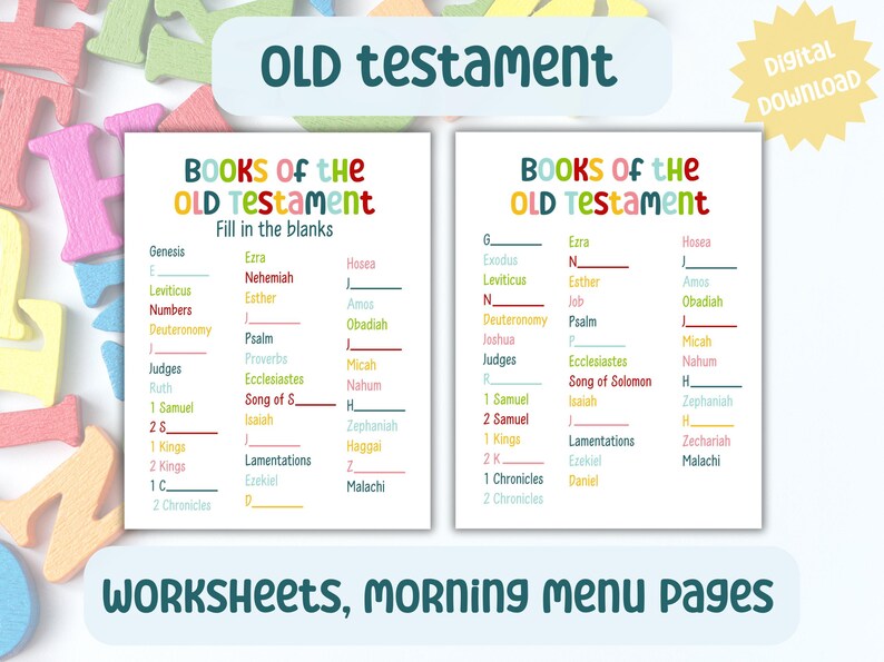 Old Testament Worksheet Bundle: Christian Homeschool Activities (PDF ...