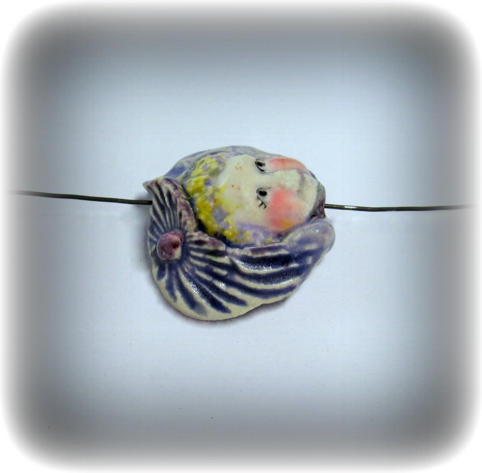 Clay Face Bead, Handmade Face Bead, Clay Victorian Bead, Handmade Clay ...