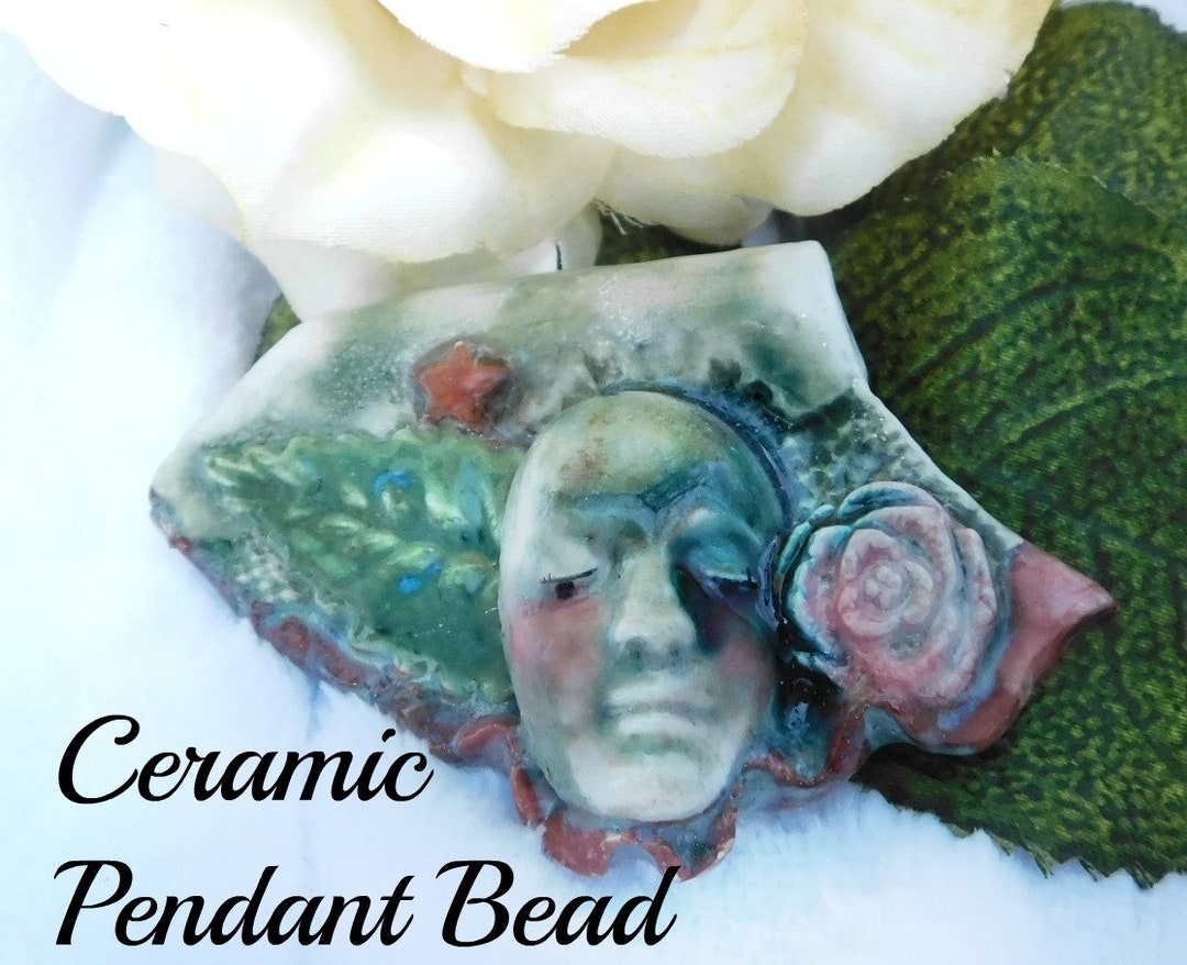 Hand Carved Focal Bead - Sculpted Pendant Bead -OOAK Artisan Focal Bead ...