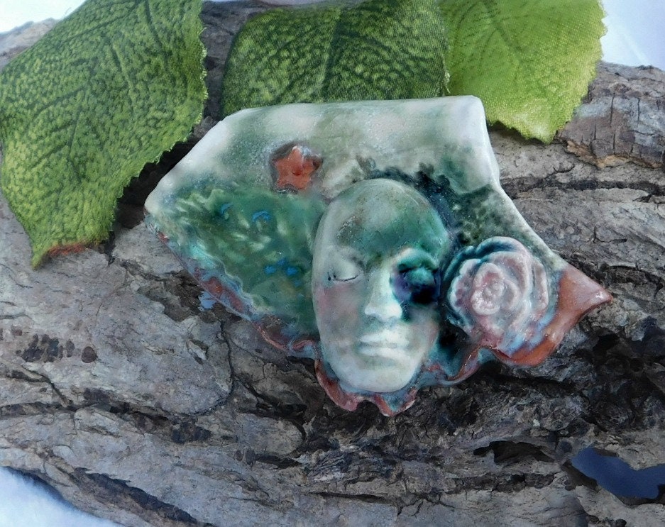 Hand Carved Focal Bead - Sculpted Pendant Bead -OOAK Artisan Focal Bead ...