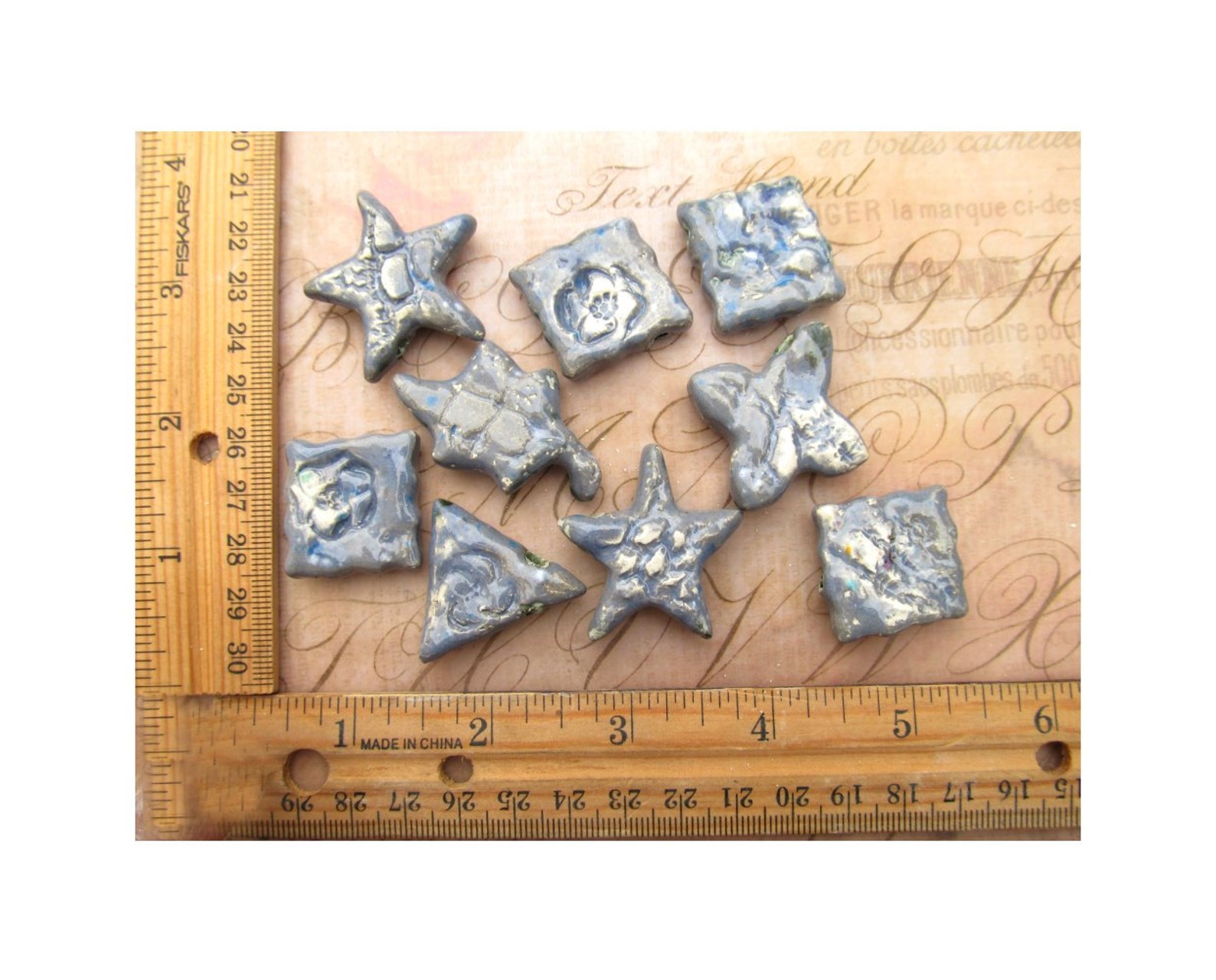 Pottery Clay Beads, Rustic Beads, Clay Bead Set, Stoneware Beads, 9 ...