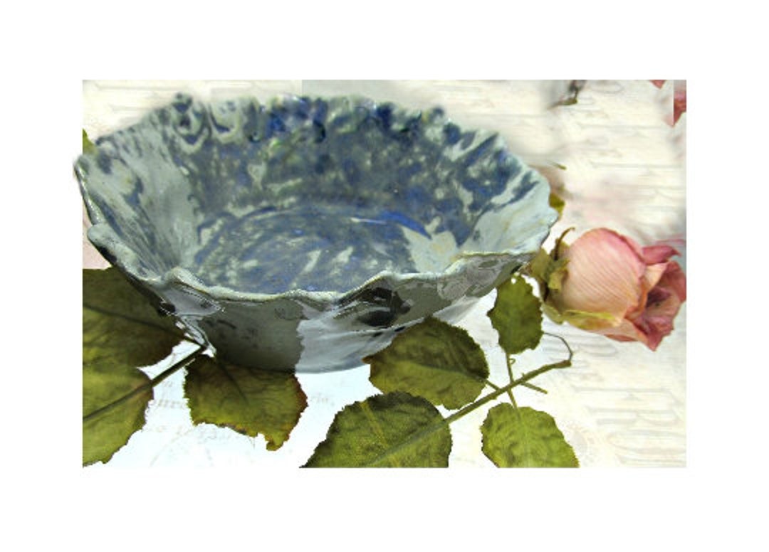 Small Serving Dish stoneware Pottery Dish, Serving Bowl, Blue Molted ...