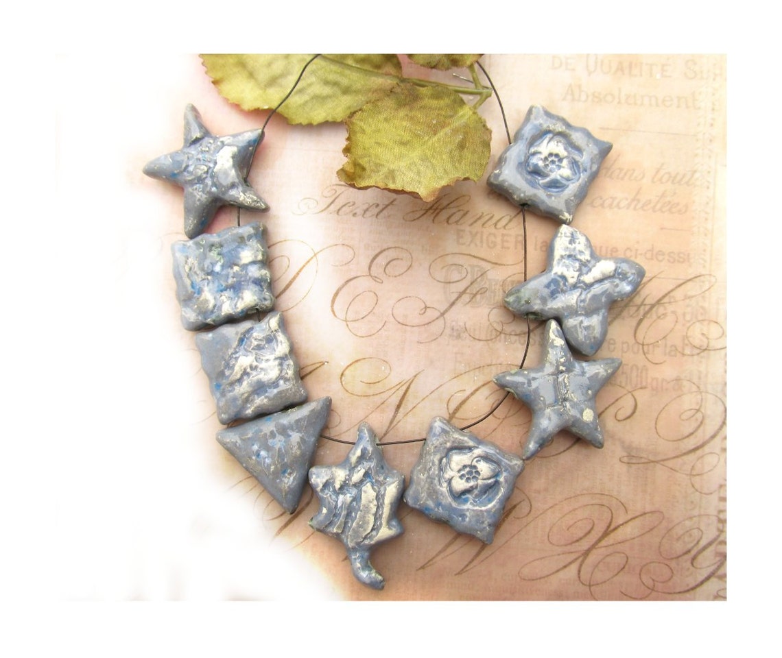 Pottery Clay Beads, Rustic Beads, Clay Bead Set, Stoneware Beads, 9 ...