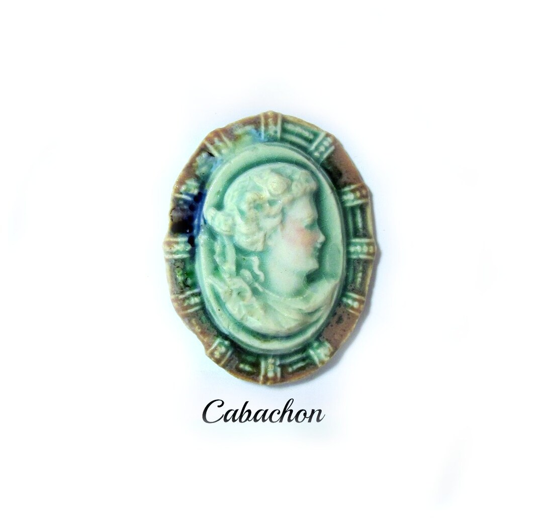Cameo Cabochon, , Cabochon Bead, Handmade Pottery Clay Cabochon , Clay ...