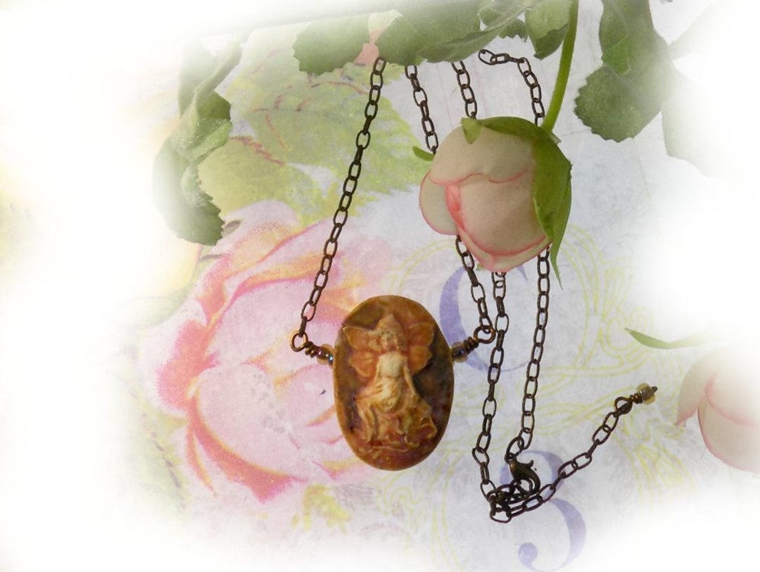 Angel Cameo Necklace - Guardian Angel Cherub , Victorian Style Cameo ...