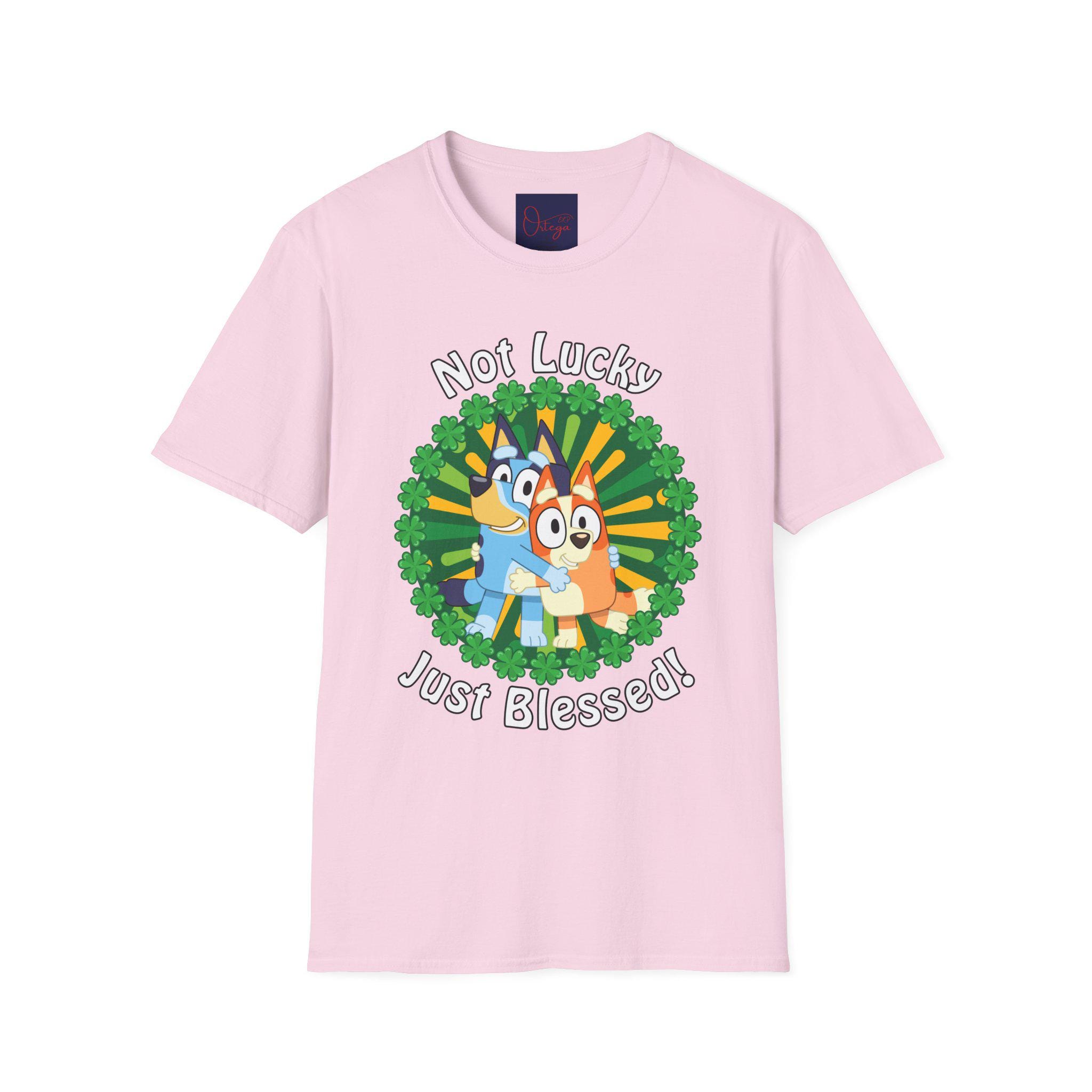 Bluey Not Lucky Just Blessed Unisex Softstyle T-shirt, St Patricks Day ...