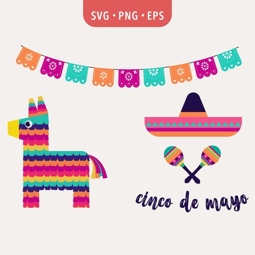 Watercolor Mexican Fiesta Clipart Set. Cinco De Mayo Summer - Etsy