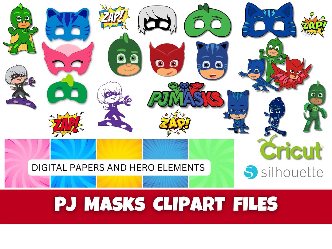 Superhero Kid Party Clipart: Digital Files for Masks, Sublimation ...