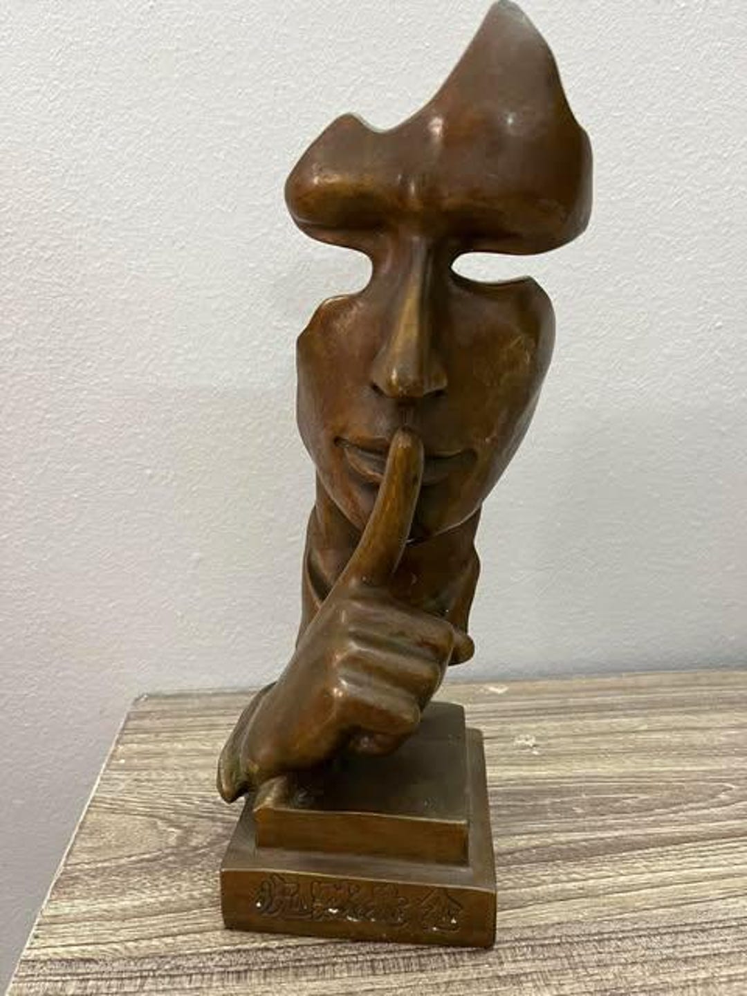 Bronze Statue - Silence is Golden Abstract Figure Art Statue -old ...