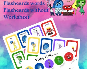 Inside Out Educational Digital Printable Ll Emotions Flashcards and ...