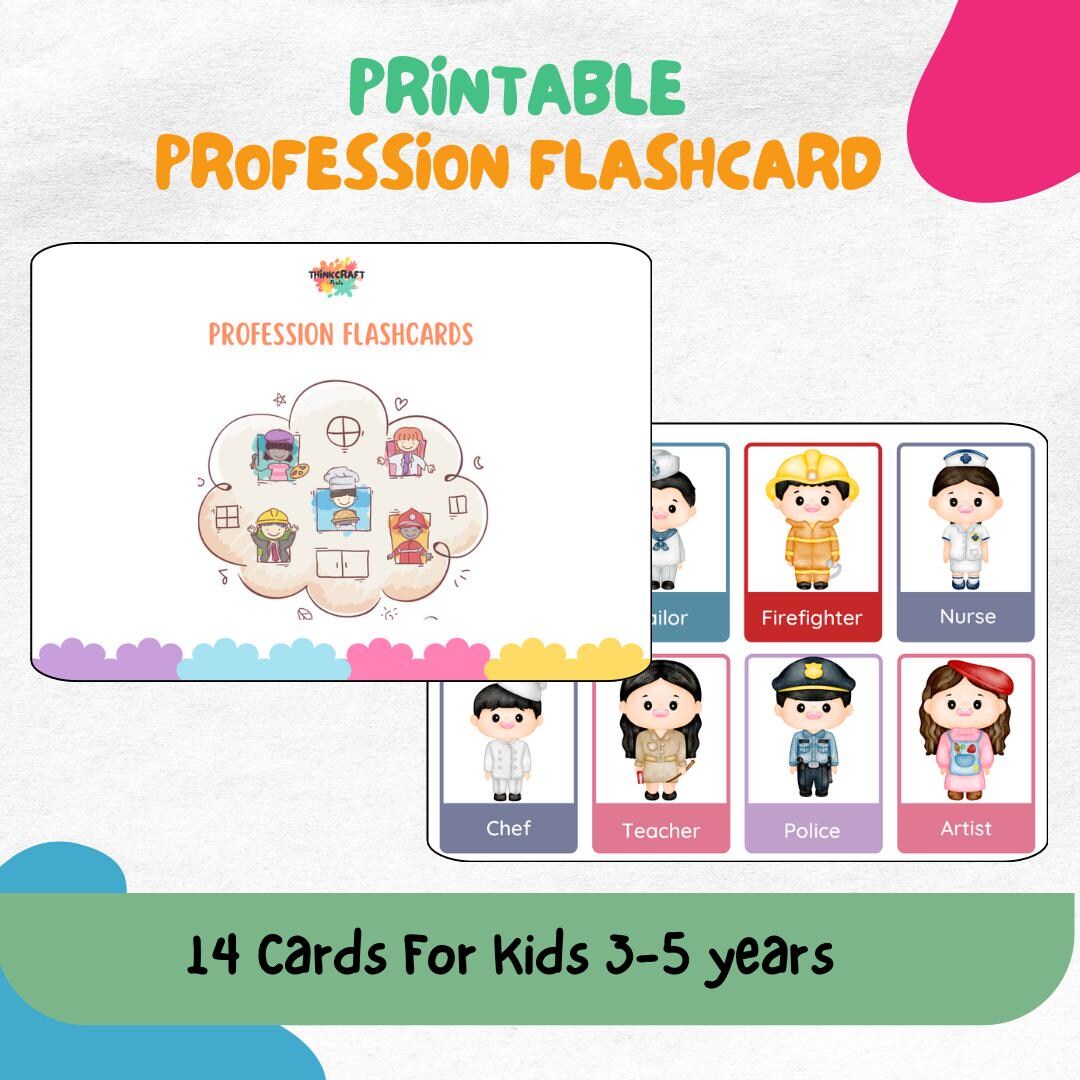 14 Printable Profession Flashcards for Kids, Digital Learning Cards ...