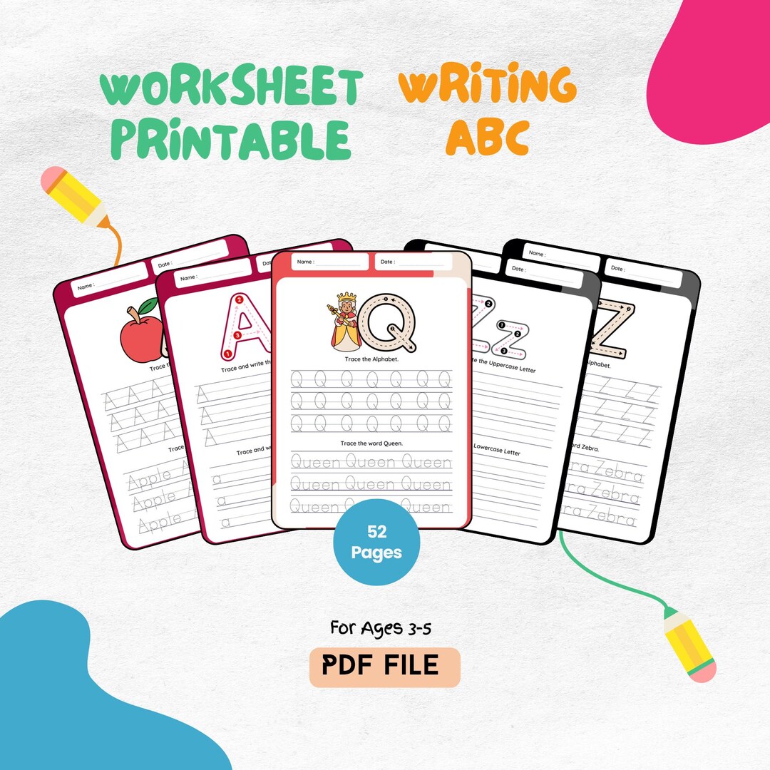 Fun Writing ABC Worksheet for Kids Trace, Write, and Learn Letters ...