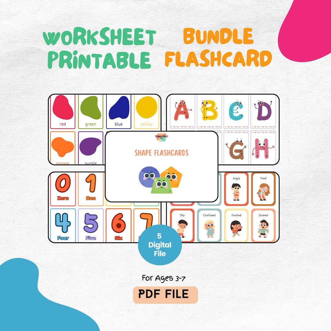 Flashcard Bundle Kids Numbers, Letters, Shapes, Colors & Emotions ...