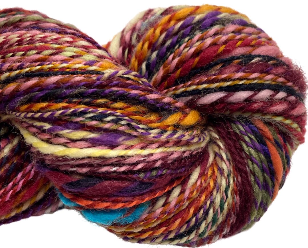 Handspun Yarn Waste Not Want Not J 278 Yards Rainbow Yarn Wool Bamboo ...