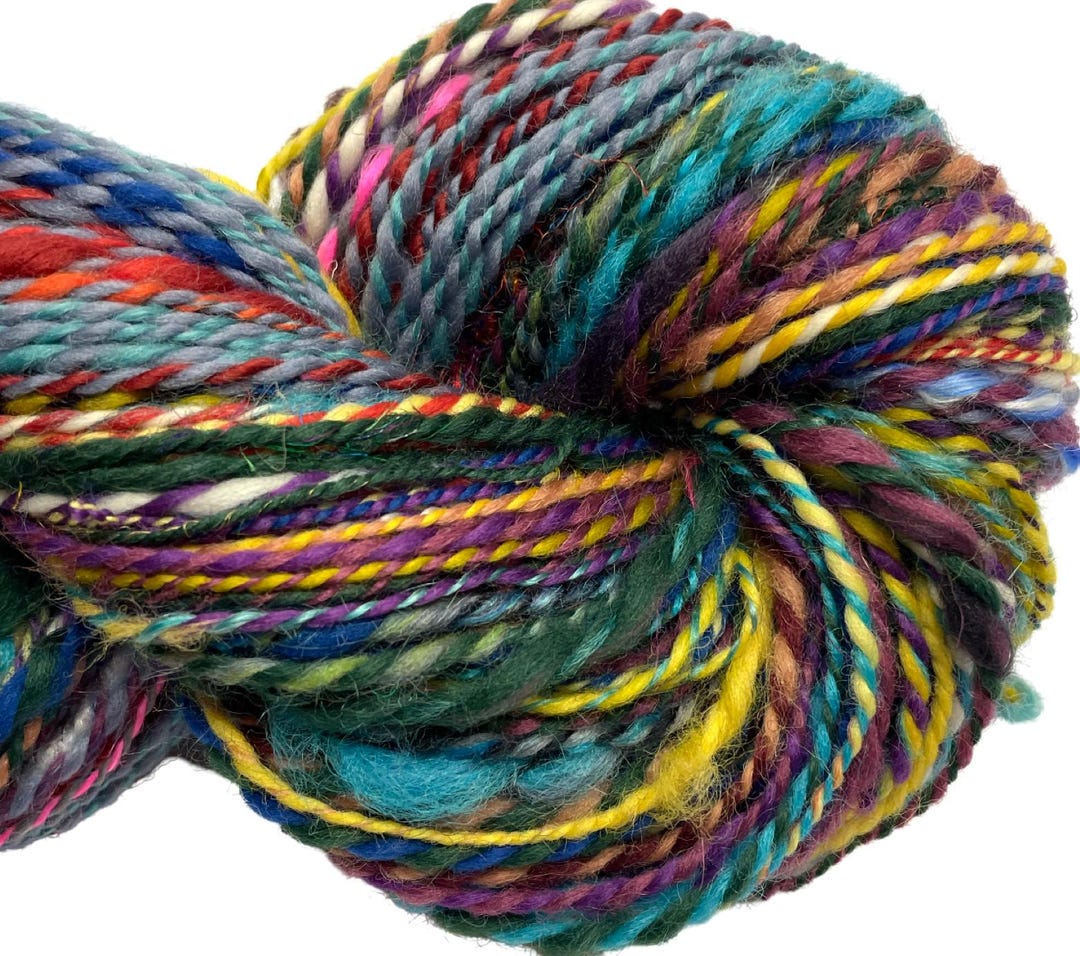 Handspun Yarn Waste Not Want Not 4, 192, Yards Rainbow Yarn Wool Bamboo ...