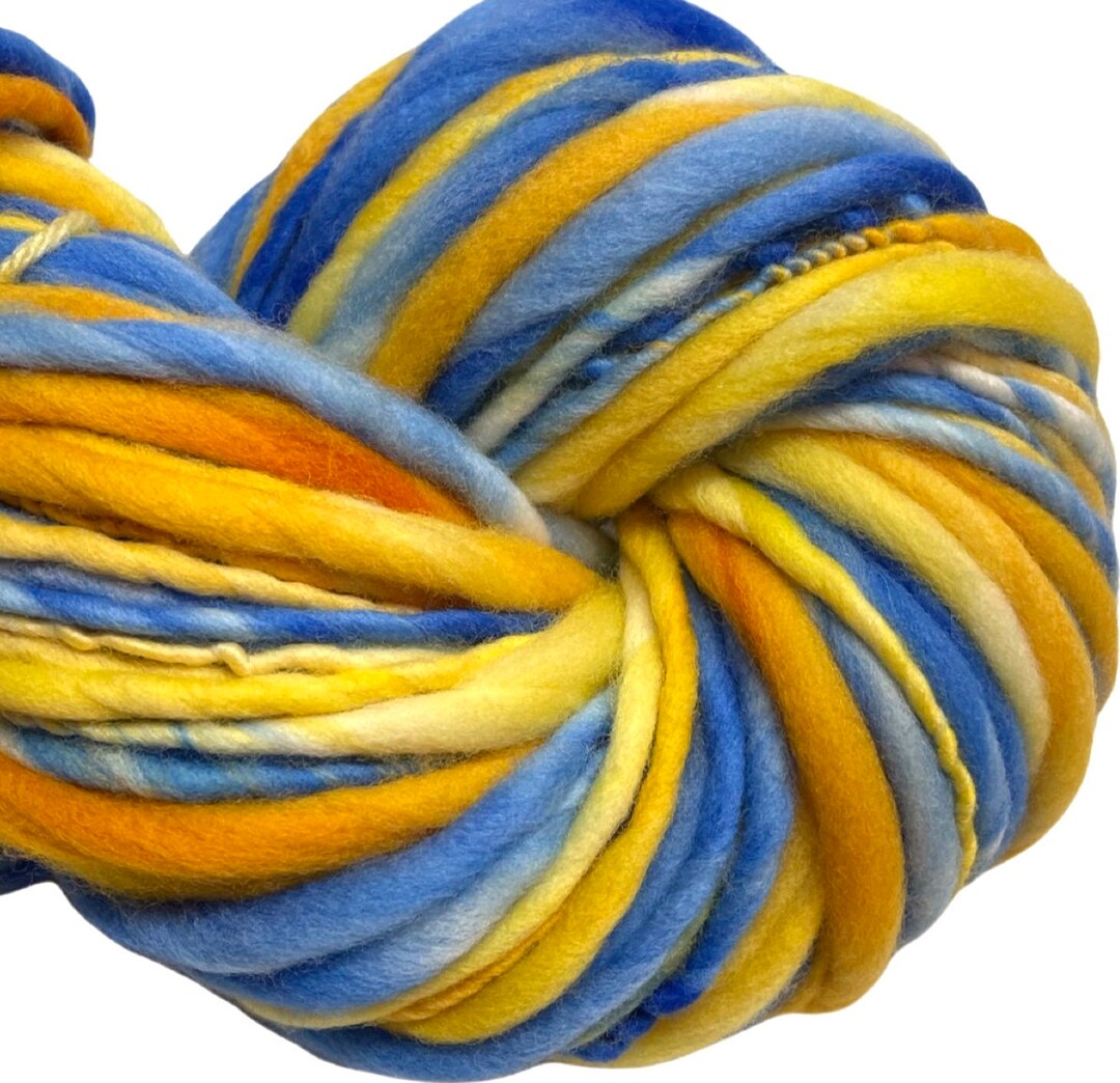 Super Bulky Handspun Yarn Rubber Ducky 102 Yards Blue Orangd Dyed ...