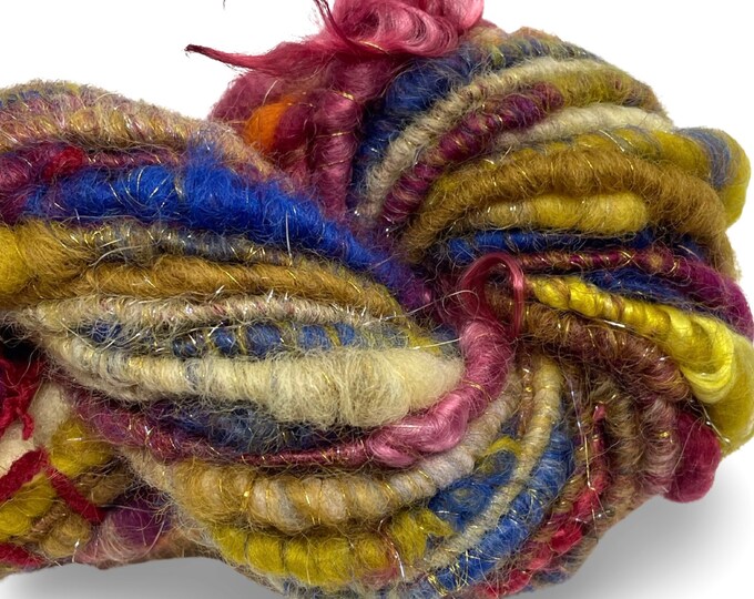 Super Bulky Handspun Yarn Drum Corps 46 Yards Blue Gold Red Corespun ...