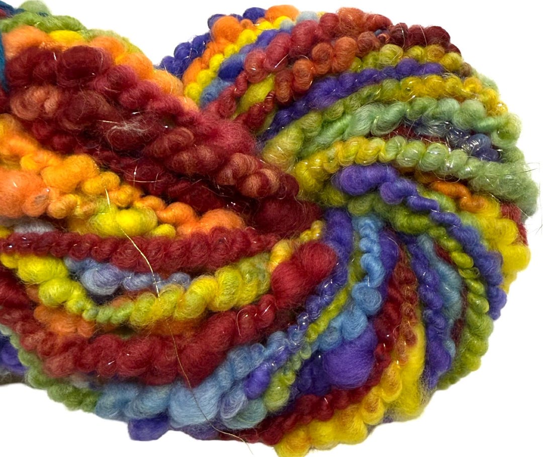 Super Bulky Spiral Ply Bobble Coil Yarn 51 Yards Glitzy Rainbow Bobbles ...