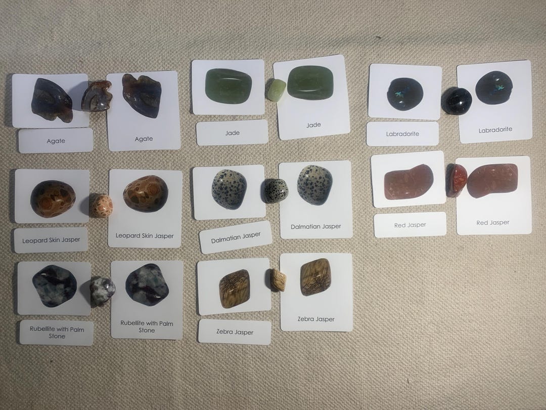 Mineral Rock Collection 3 Part Montessori Cards and Gems Language ...