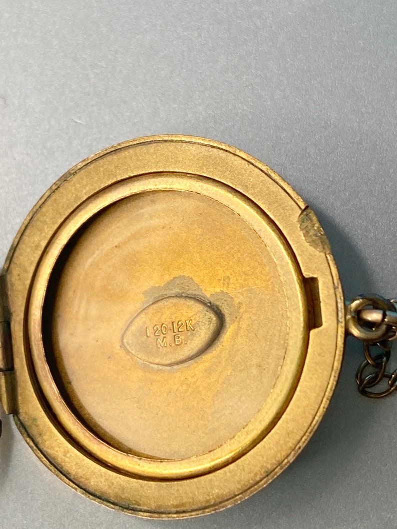 Etched Floral Locket, 1 20th 12ktgf, M.B. Makers Mark, Antique 1930-40s ...