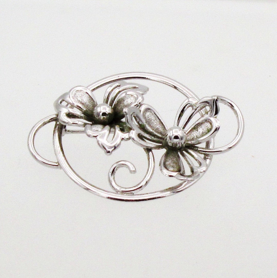 Forstner Sterling Floral Brooch, Vintage 1940s Sterling Jewelry, Flower ...