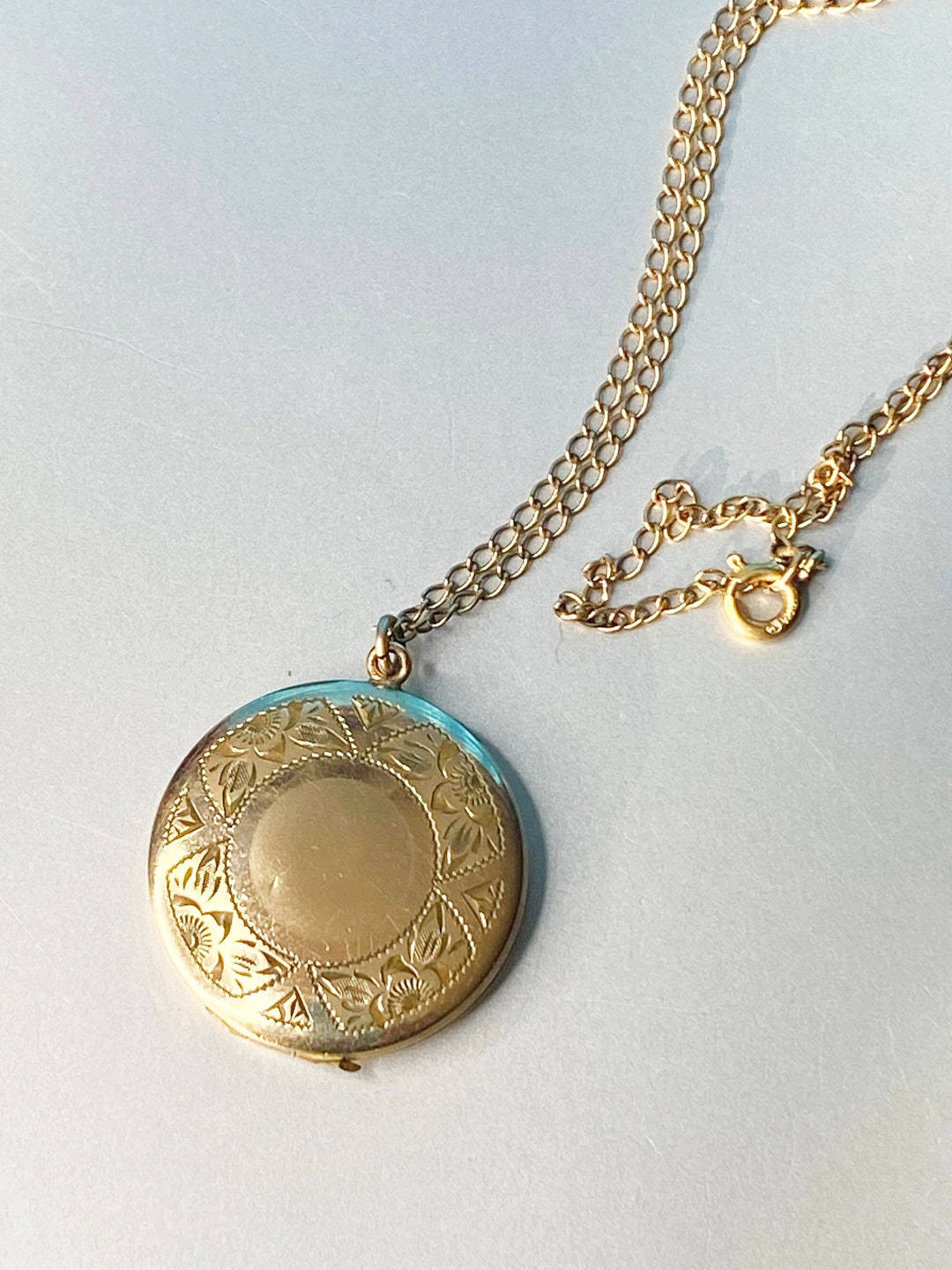 Etched Floral Locket, 1 20th 12ktgf, M.B. Makers Mark, Antique 1930-40s ...