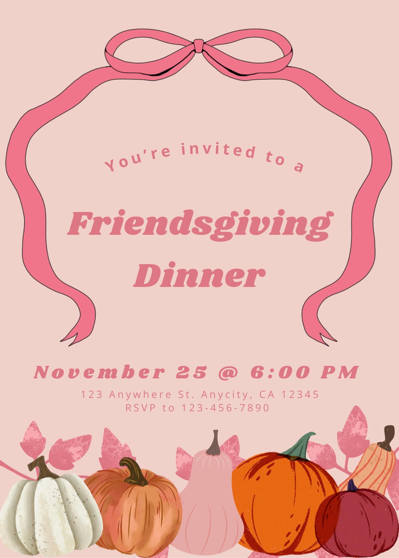 Girly Friendsgiving Dinner Invitation Template - Etsy