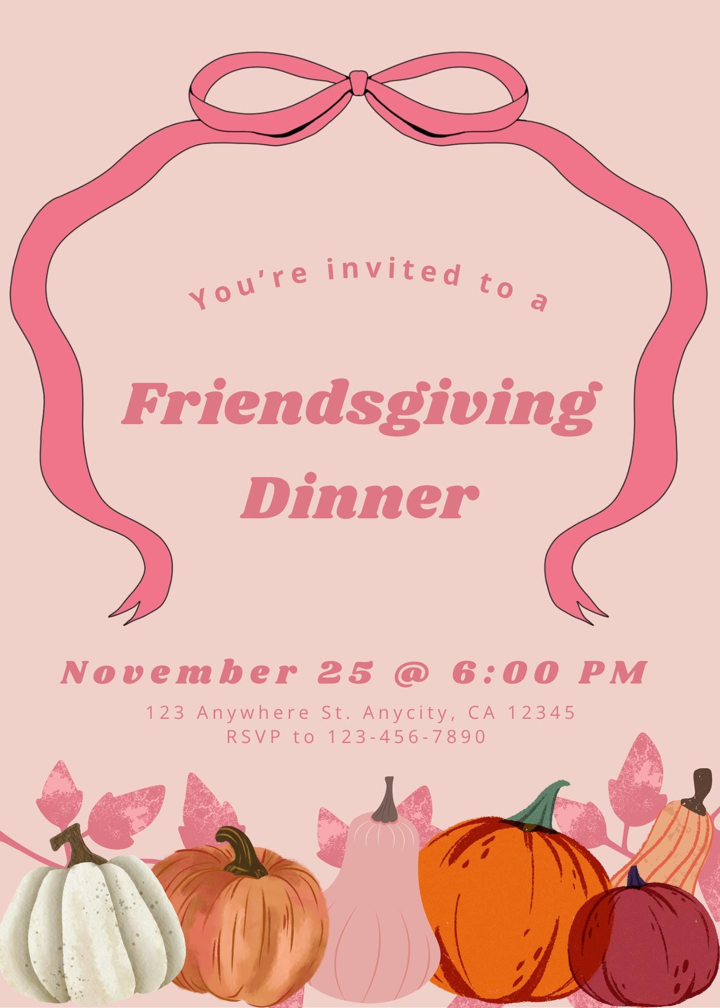 Girly Friendsgiving Dinner Invitation Template - Etsy
