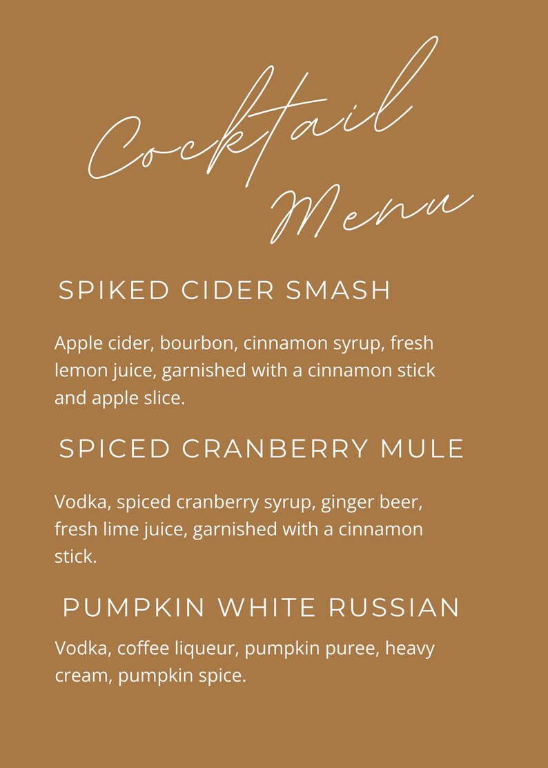 Friendsgiving Dinner and Cocktail Menu / Friendsgiving Games - Etsy