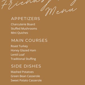 Friendsgiving Dinner and Cocktail Menu / Friendsgiving Games - Etsy