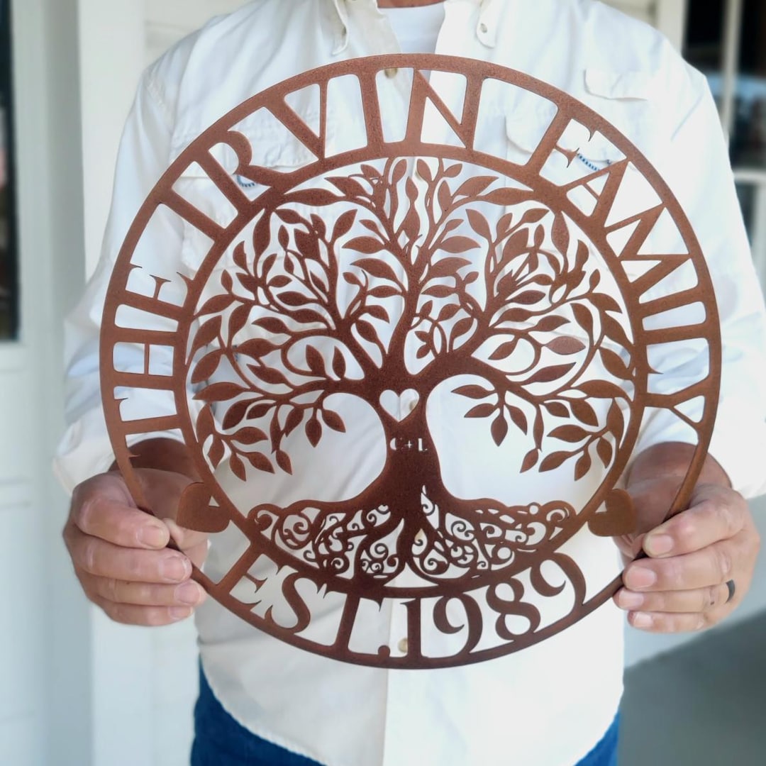 Personalized Family Tree Metal Sign | Custom Tree of Life Wall Art ...